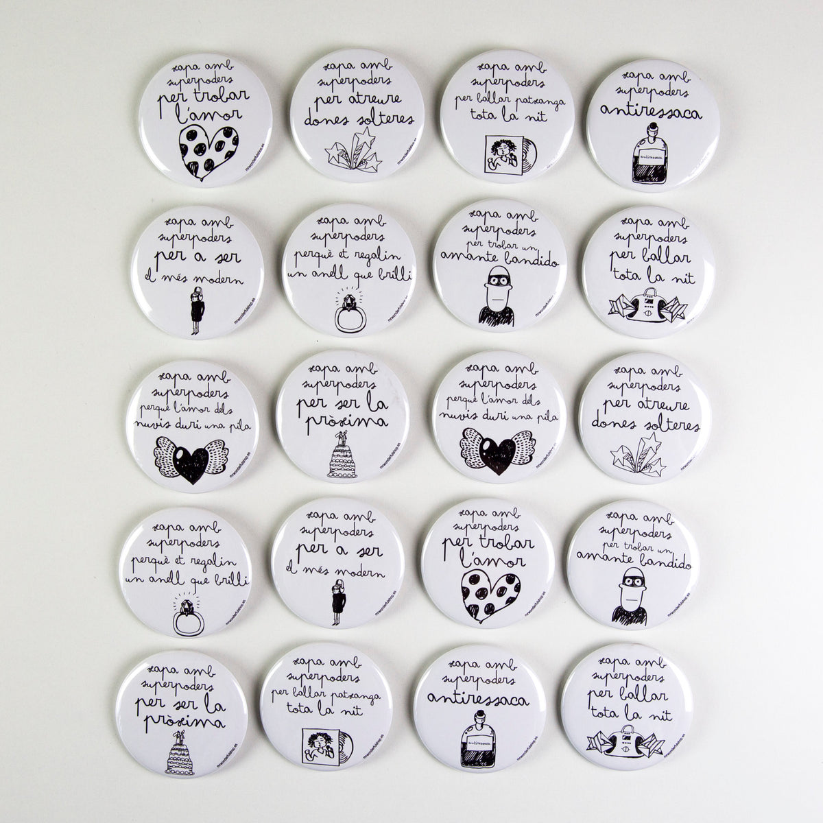 Pack 20 xapes brillo byn Superpoders casaments CAT — Mr Wonderful